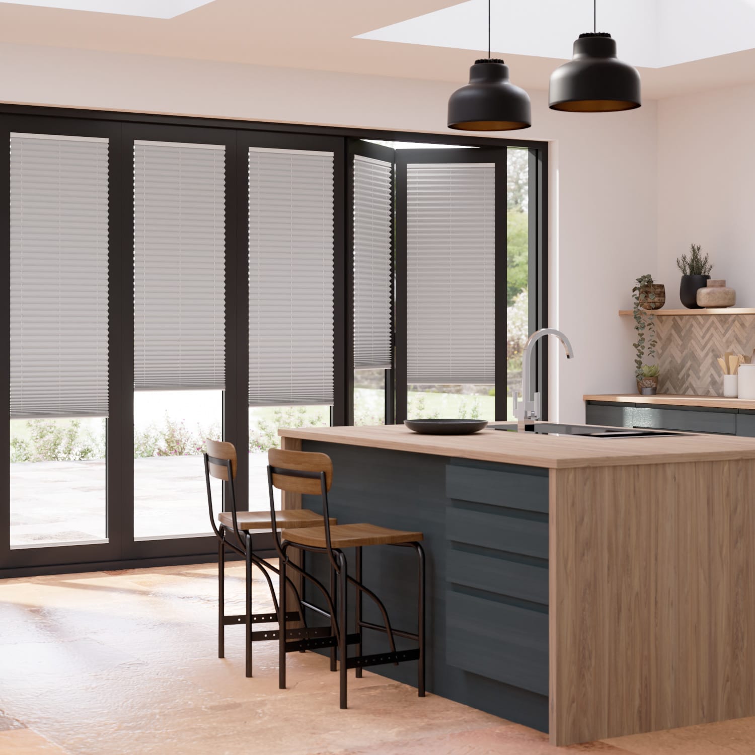 BiFold ClickFIT Dove Grey Pleated Blind | Blinds 2go Ireland