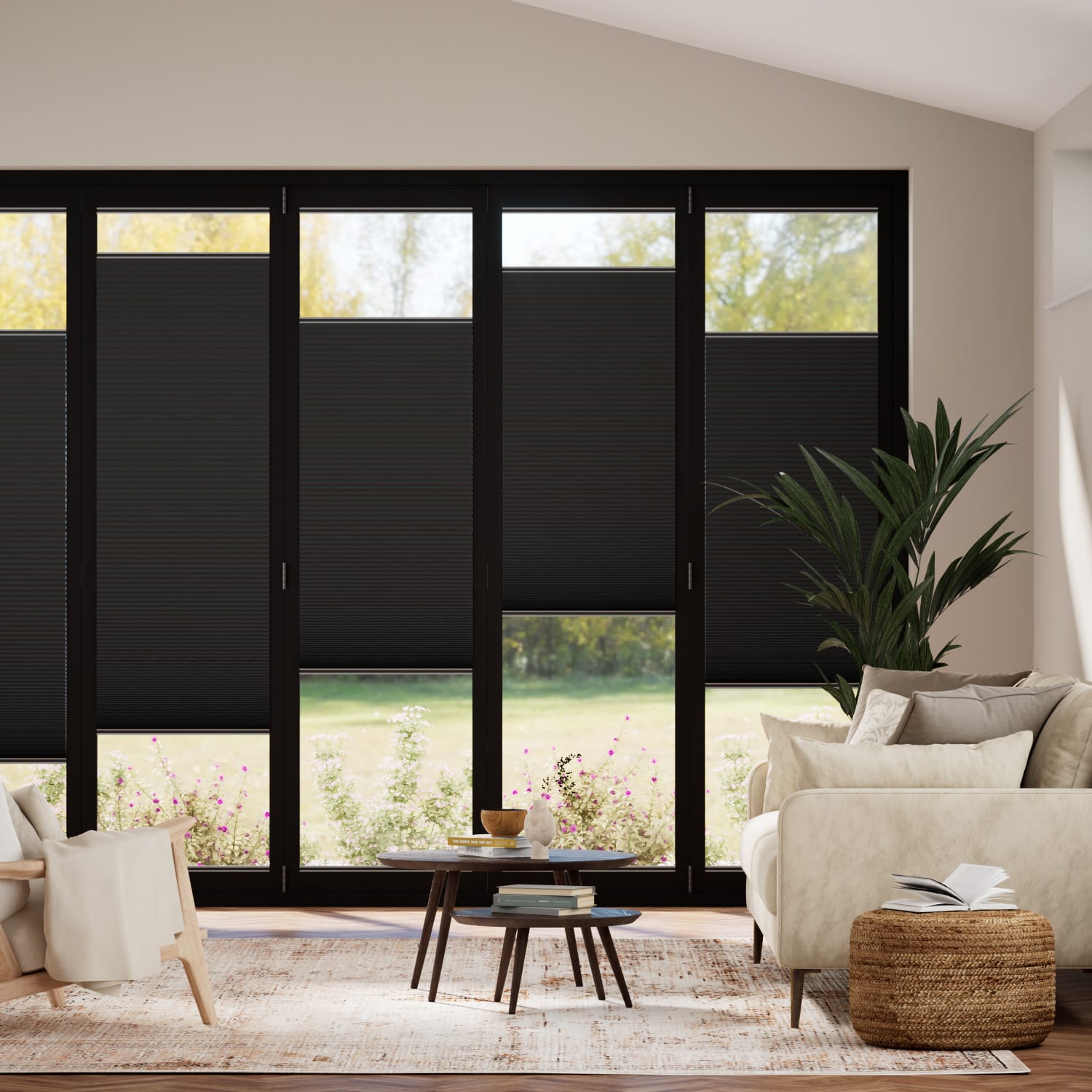 BiFold Adapt DuoShade Obsidian Pleated Blind | Blinds 2go Ireland