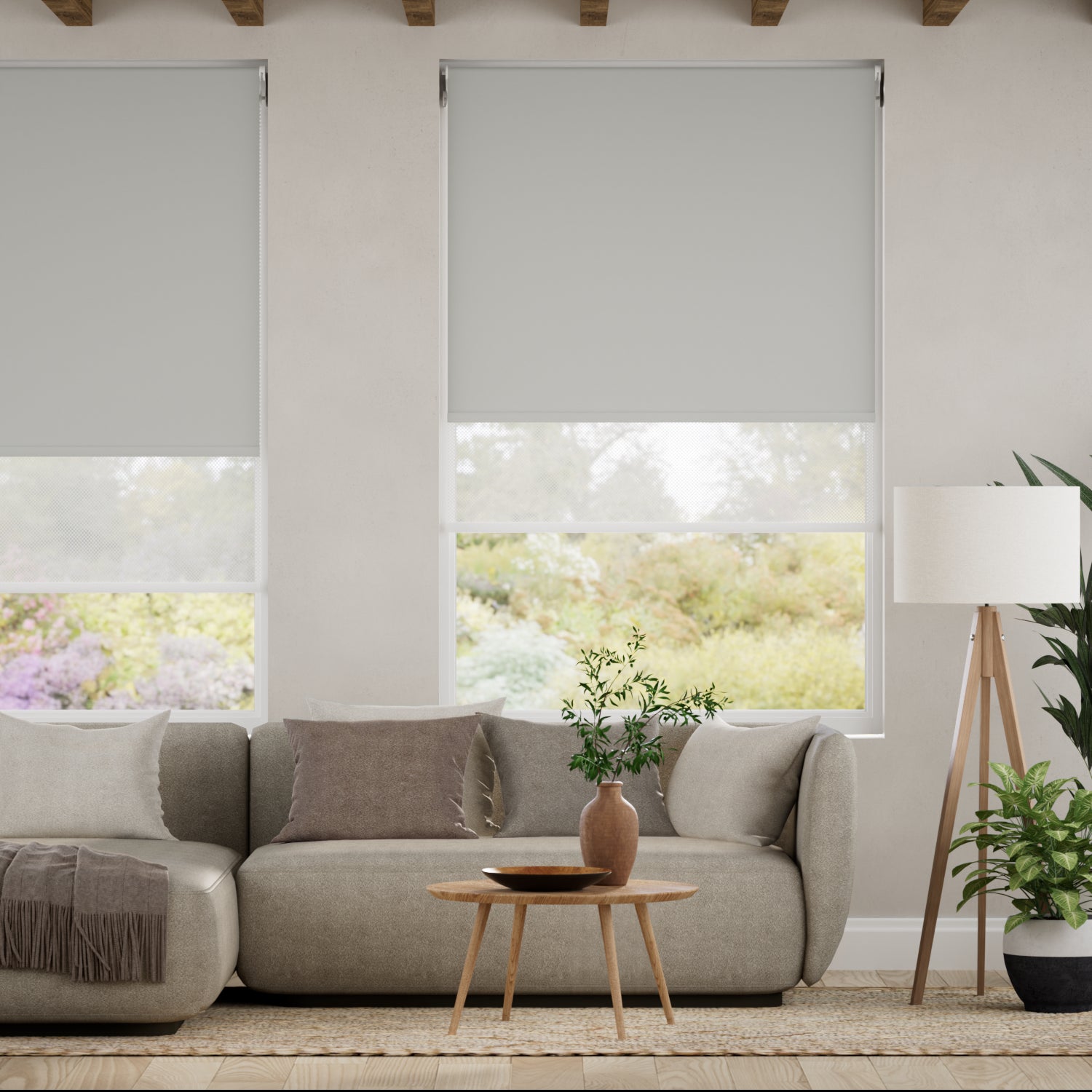 Atom Dusky Grey Double Roller Blind | Blinds 2go