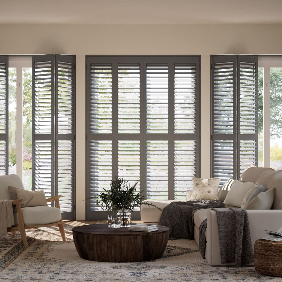 San Jose Premium Asphalt Grey Shutter Blinds | Blinds 2go Ireland