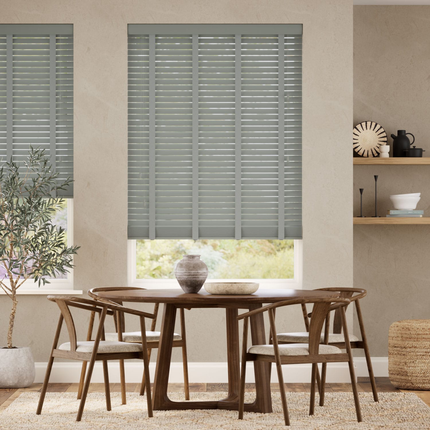 Lichen & Mid Grey Wooden Blind | Blinds 2go