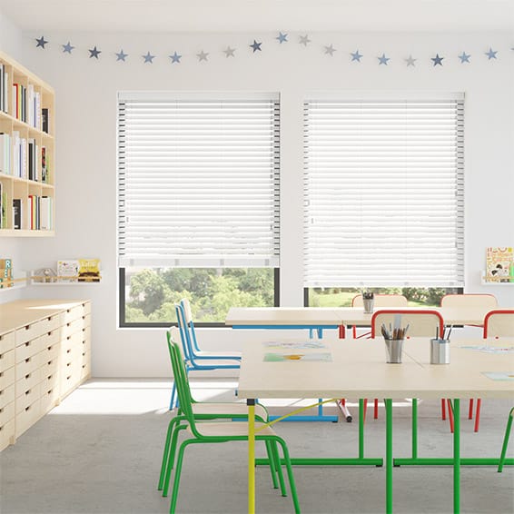 Contract Atlanta Bright White Faux Wood Blind | Blinds 2go Ireland