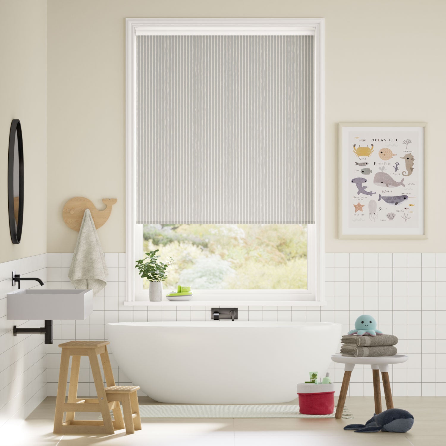 Splash Blackout Suki Stripe Grey Roller Blind | Blinds 2go