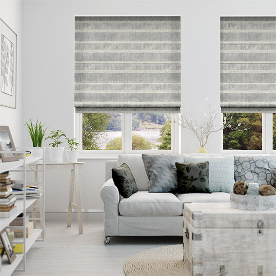 Santorini Silver Fog Roman Blind | Blinds 2go Ireland