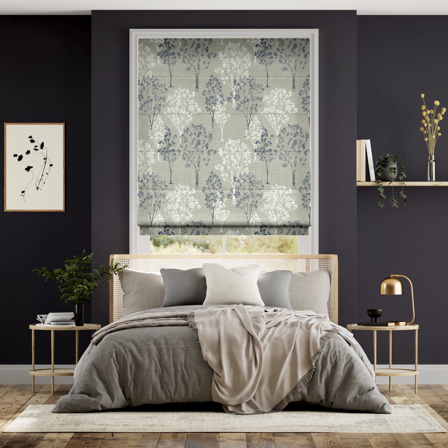 Slender Forest Velvet Moonlight Roman Blind | Blinds 2go