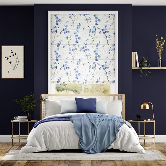 Fuji Blossom Faux Silk Azure Roman Blind | Blinds 2go Ireland