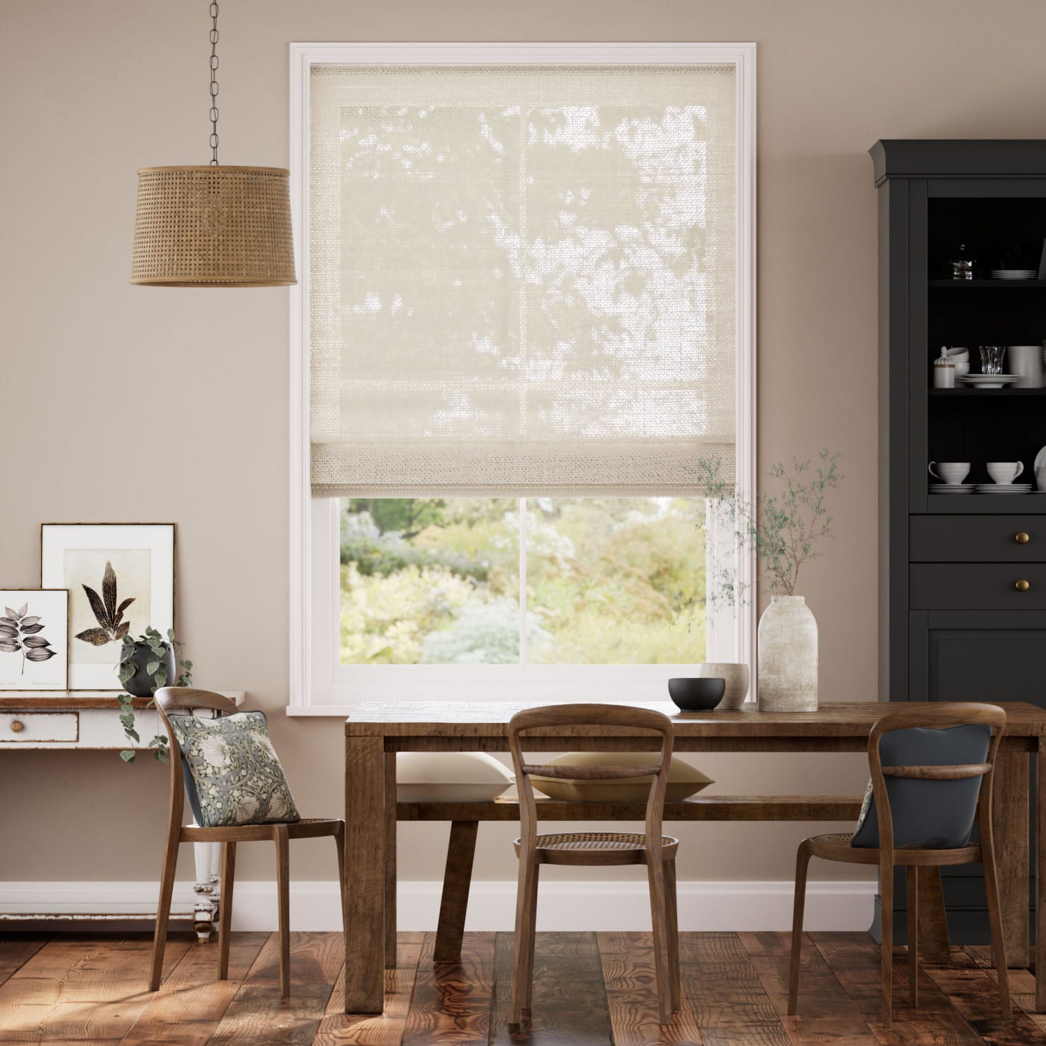 Lumiere Unlined Ariel Oat Roman Blind | Blinds 2go Ireland