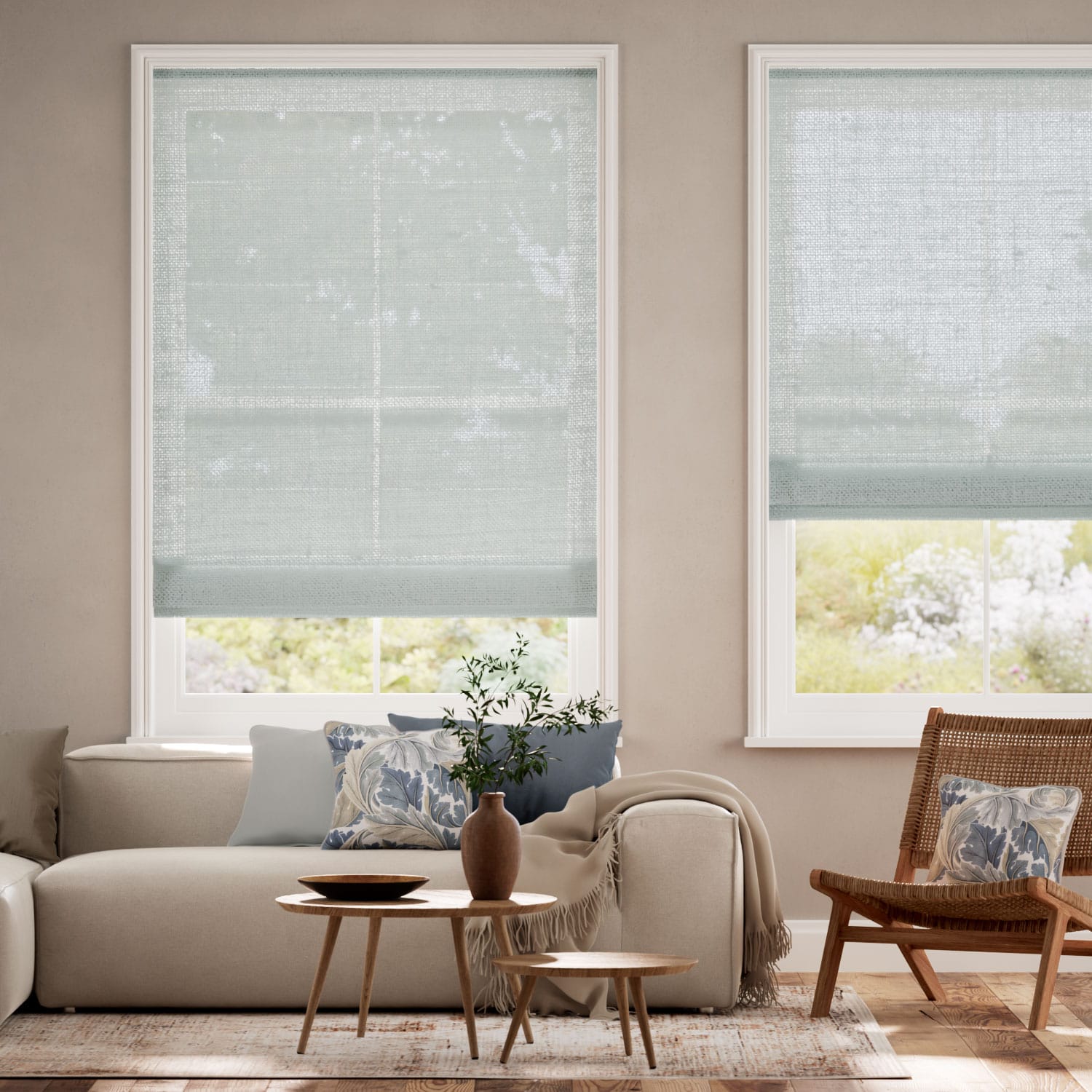 Lumiere Unlined Ariel Duck Egg Roman Blind | Blinds 2go Ireland