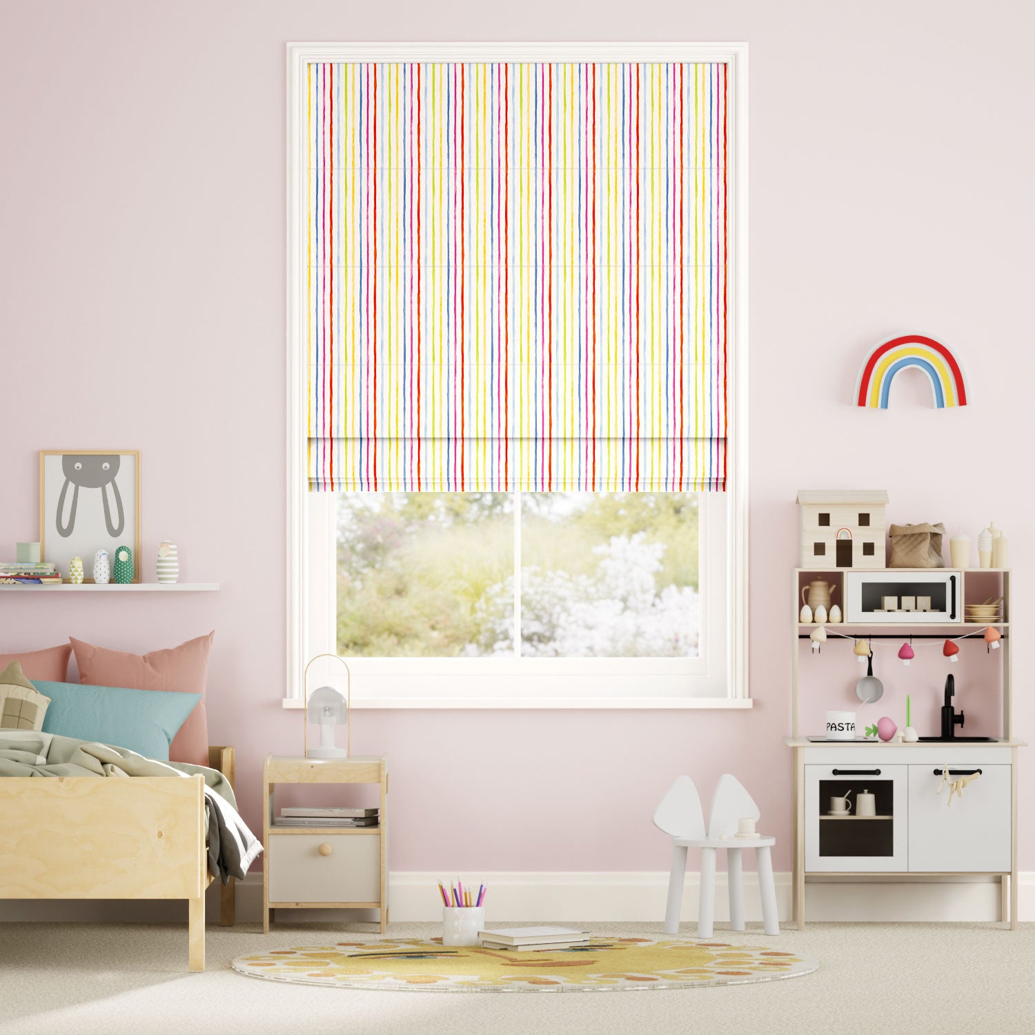 Suki Stripe Multi Roman Blind | Blinds 2go
