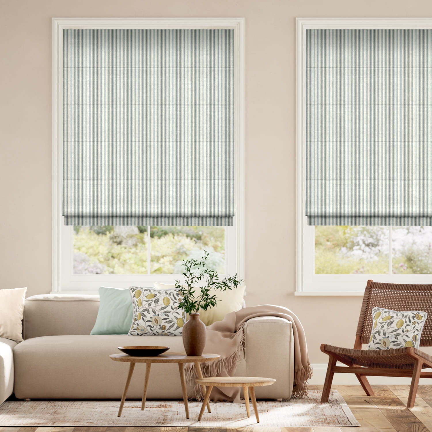 Chester Stripe Duck Egg Roman Blind | Blinds 2go Ireland