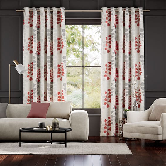 Blooming Meadow Linen Ruby Curtains | Blinds 2go