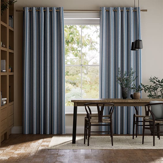 Twill Stripe Linen Denim Curtains | Blinds 2go