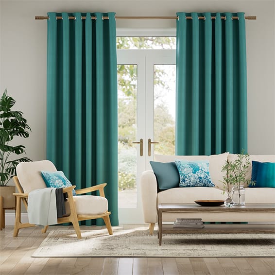 Ahisma Luxe Faux Silk Turquoise Curtains | Blinds 2go