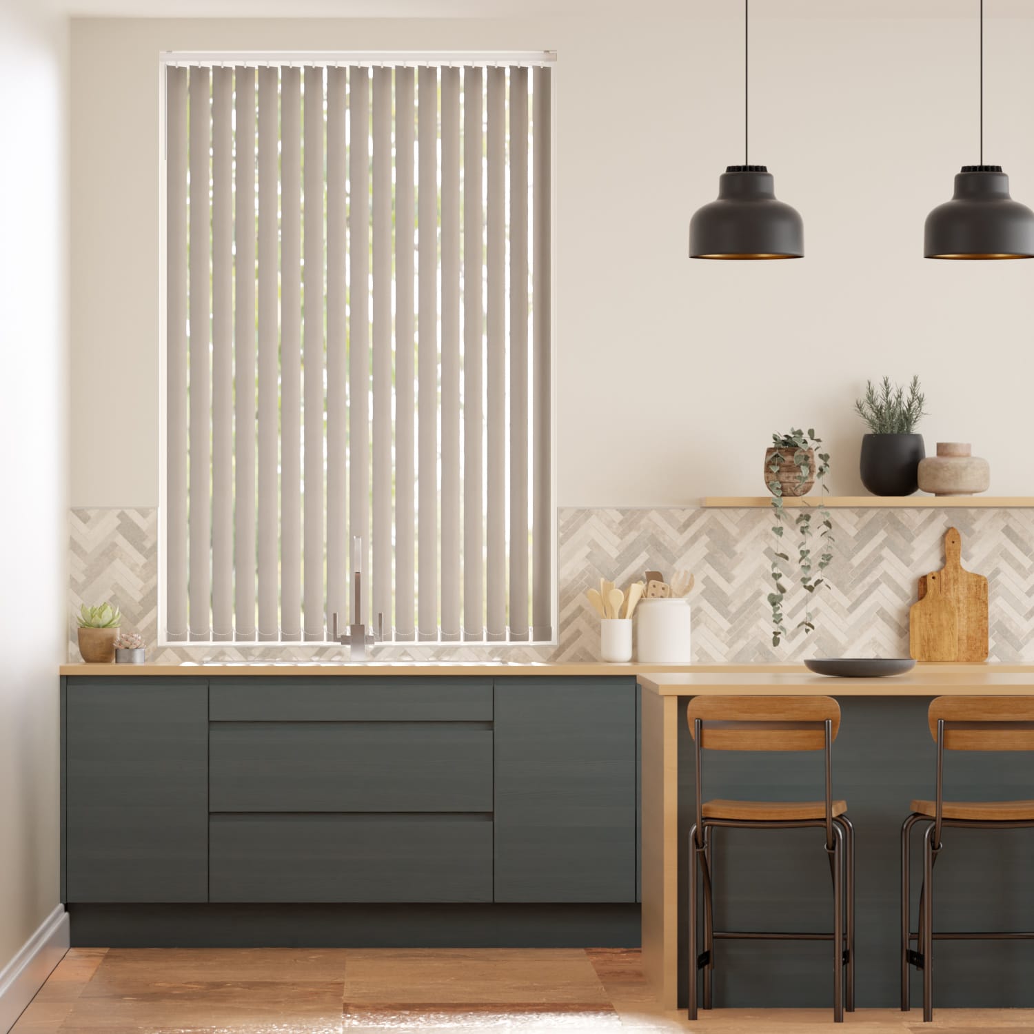 Sevilla Tranquility Stone Vertical Blind | Blinds 2go Ireland
