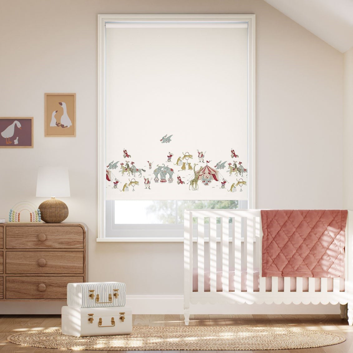Dumbo Border Blackout Ivory Roller Blind | Blinds 2go